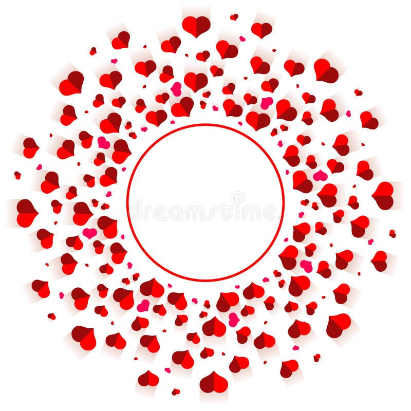 Round Vignette, Round Frame of Red Hearts. Valentine`s Day. Stock ...