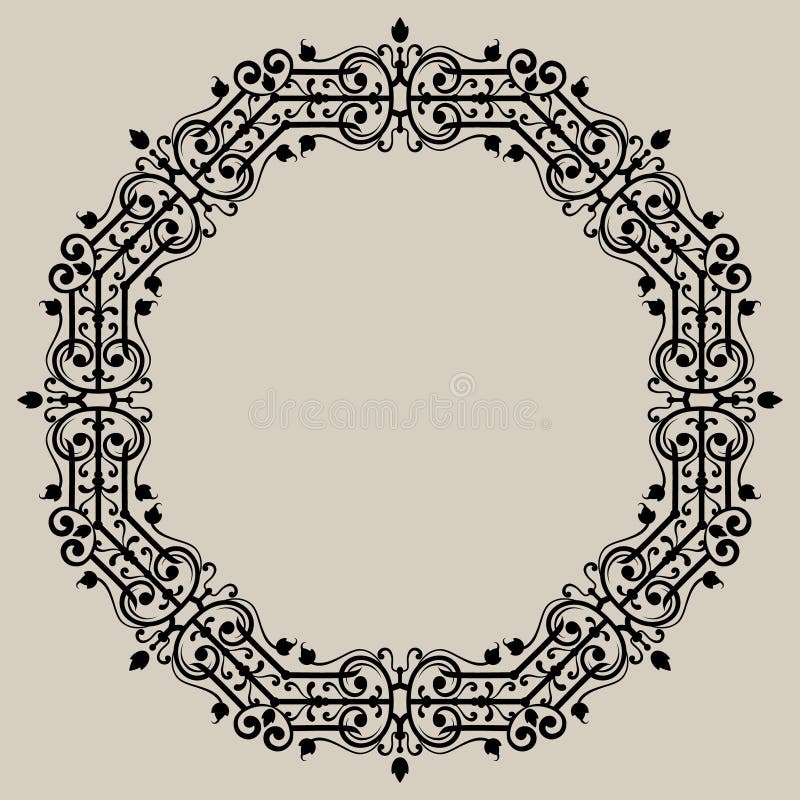 Round Vintage Ornate Border Frame Stock Vector - Illustration of card ...