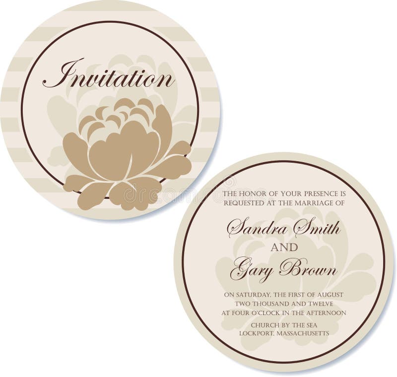 Round Vintage Wedding Invitation Card Stock Vector - Illustration of ...