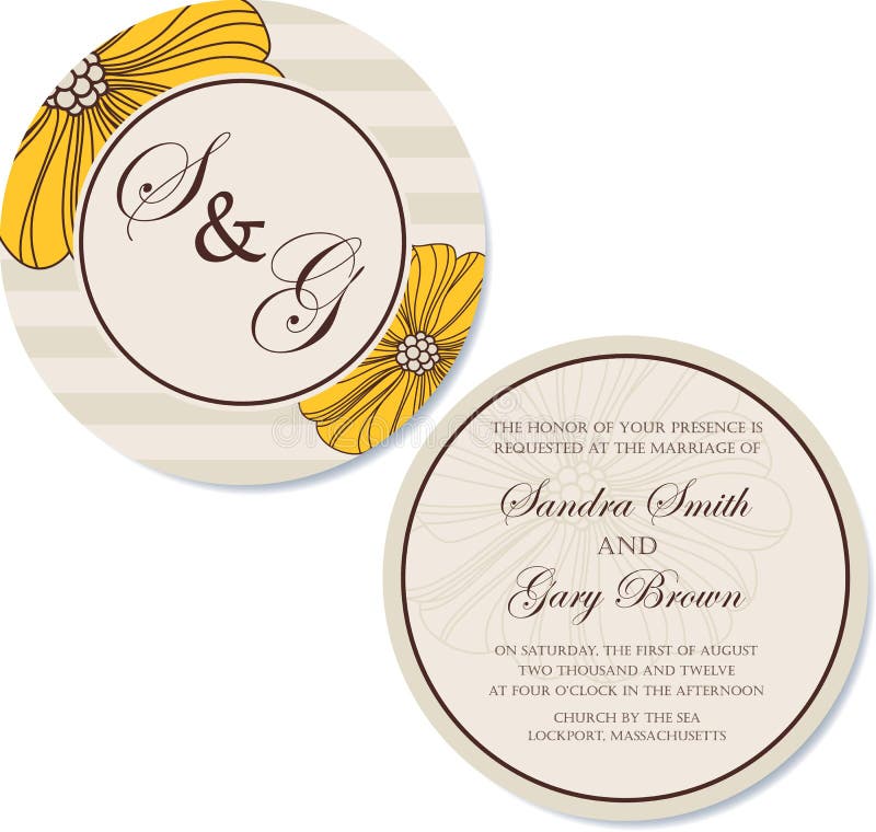 Round Vintage Wedding Invitation Card Stock Vector - Illustration of ...
