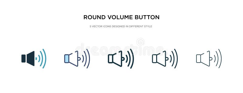 Round Volume Button Icon in Different Style Vector Illustration. Two ...