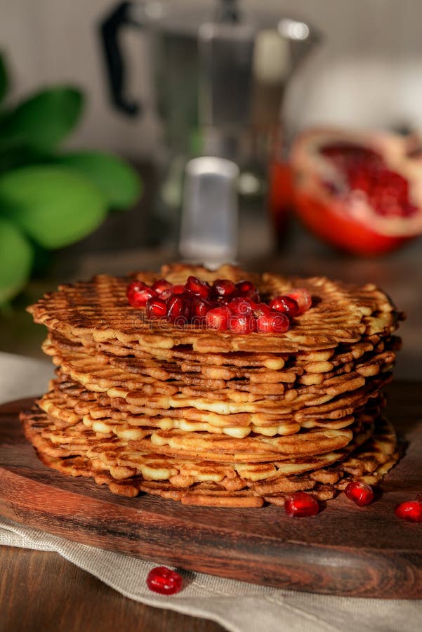 Round Wafers Stacked Pile Shot Close-up Stock Photo - Image of filling ...