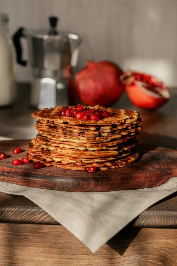 Round Wafers Stacked Pile Shot Close-up Stock Photo - Image of baked ...