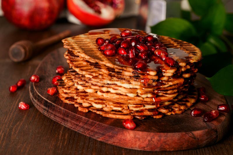 Round Wafers Stacked Pile Shot Close-up Stock Image - Image of dessert ...