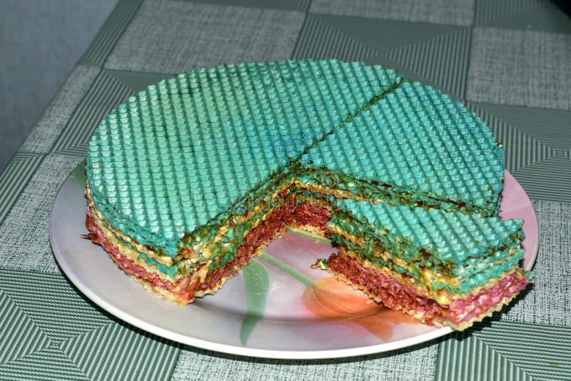 Cake Made from Wafer Round Sheets. Stock Photo - Image of belgium ...