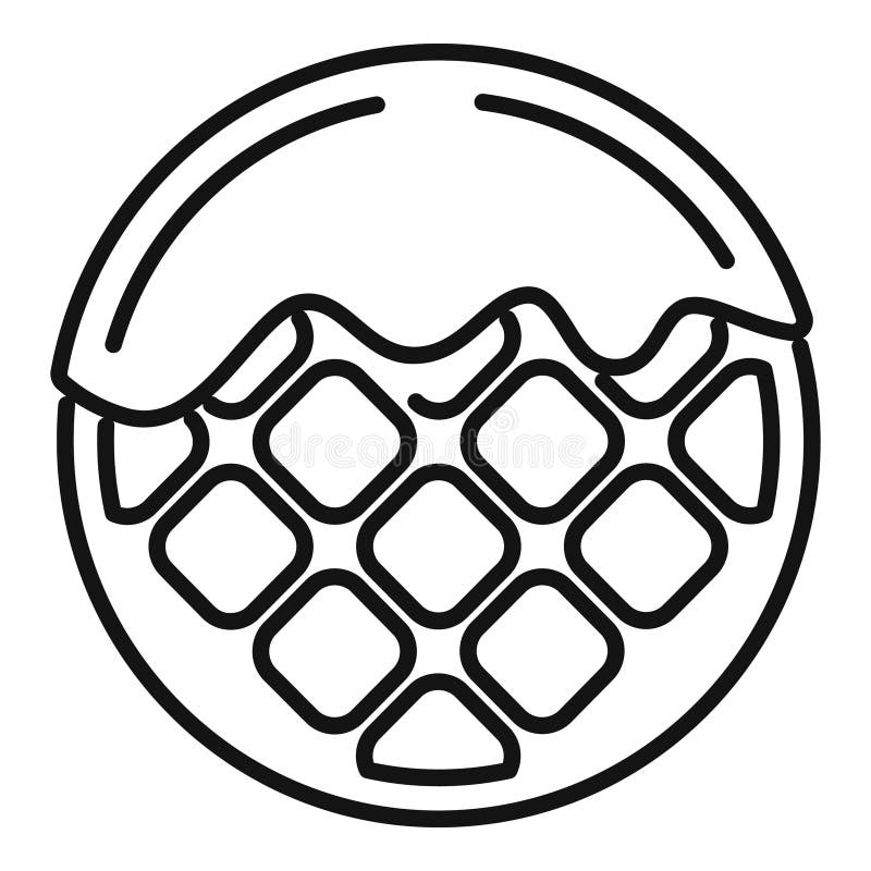 Round Waffle Covered in Syrup for Breakfast Menu Stock Illustration ...