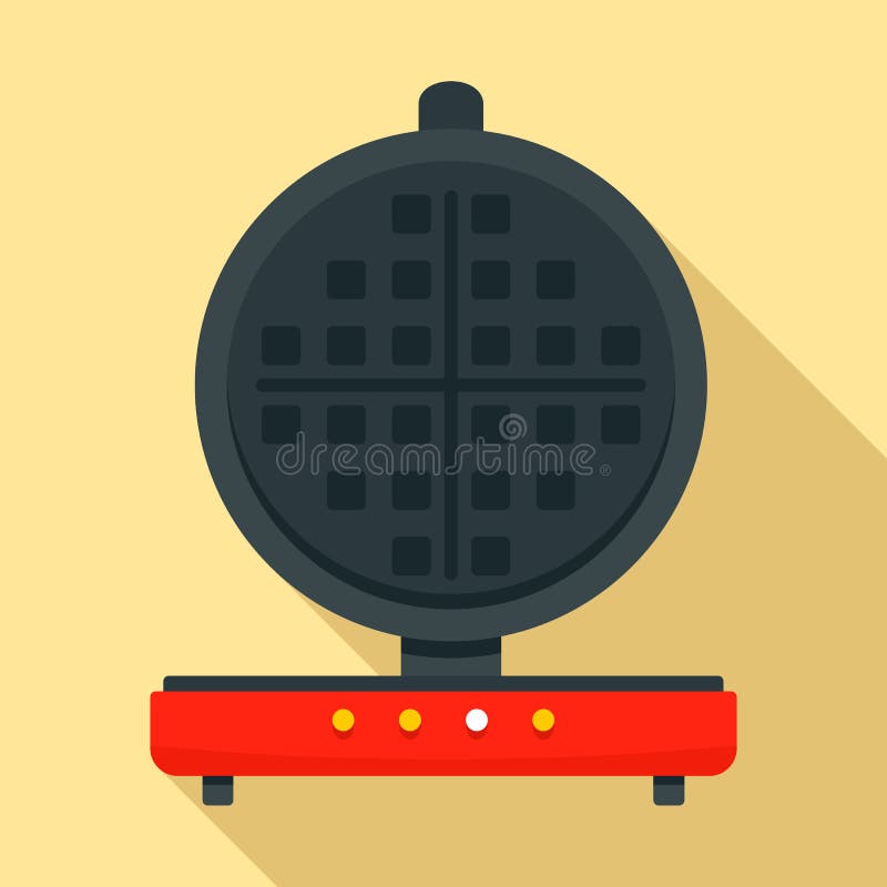 Round Waffle Machine Icon, Flat Style Stock Vector - Illustration of ...