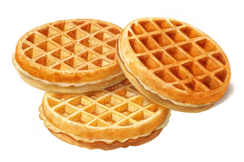 Round Waffles Isolated on Transparent Background Stock Illustration ...