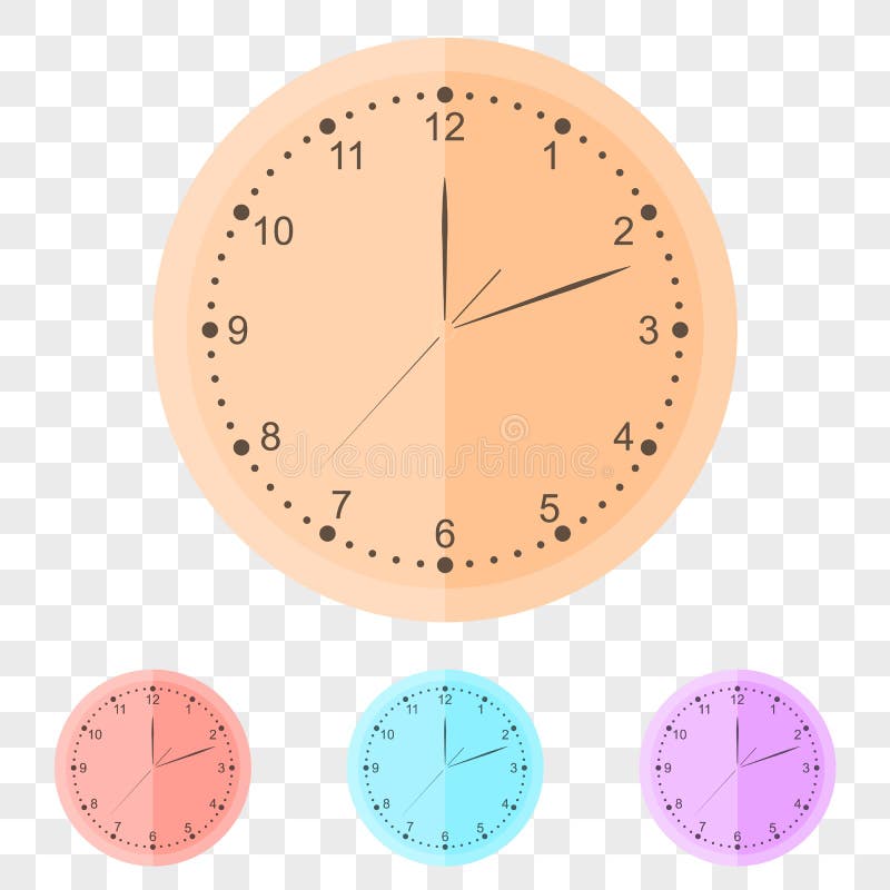 Round Wall Clock in Flat Style. Stock Vector - Illustration of icon ...