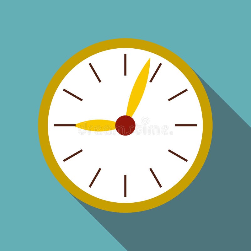 Round Wall Clock Icon, Flat Style Stock Vector - Illustration of bell ...