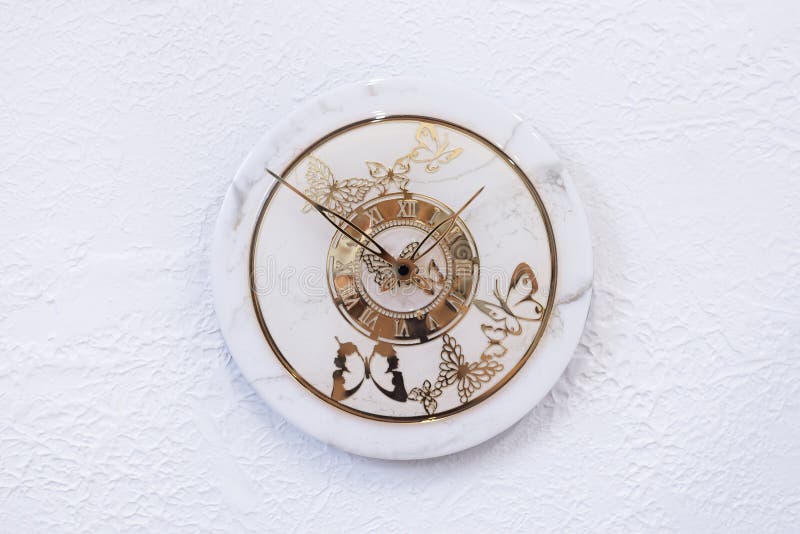 Round Wall Clock Made of Epoxy Resin. Clock Hands and Numbers. on a ...