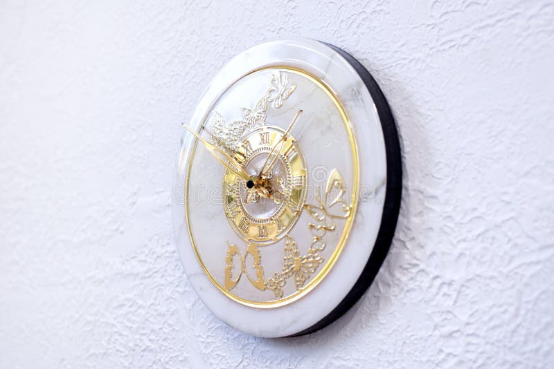 Round Wall Clock Made of Epoxy Resin. Clock Hands and Numbers. on a ...