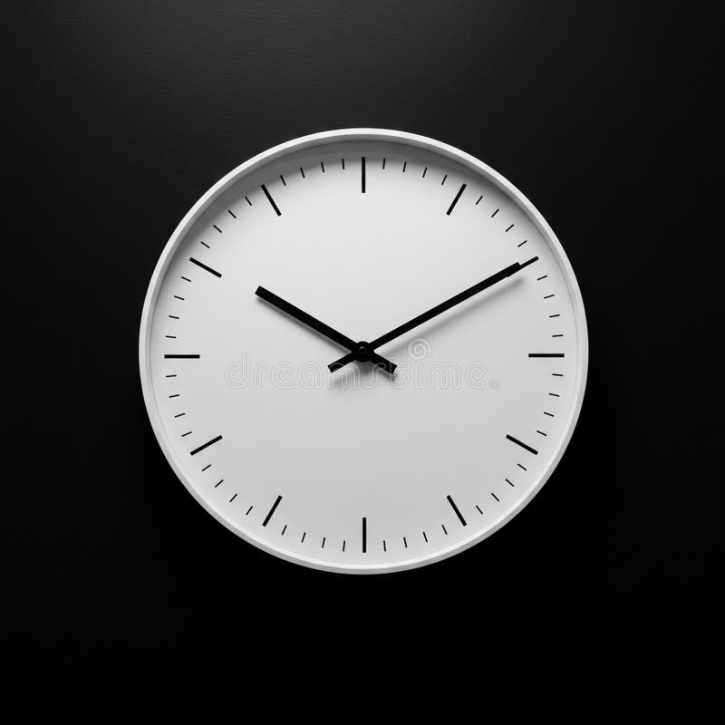 Round Wall Clock with a Minimalist Design, Featuring a Plain White Face ...