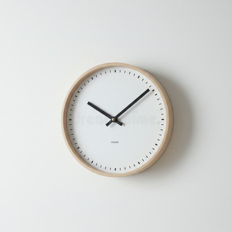 Round Wall Clock with a Minimalistic Design, Featuring a Light Wooden ...