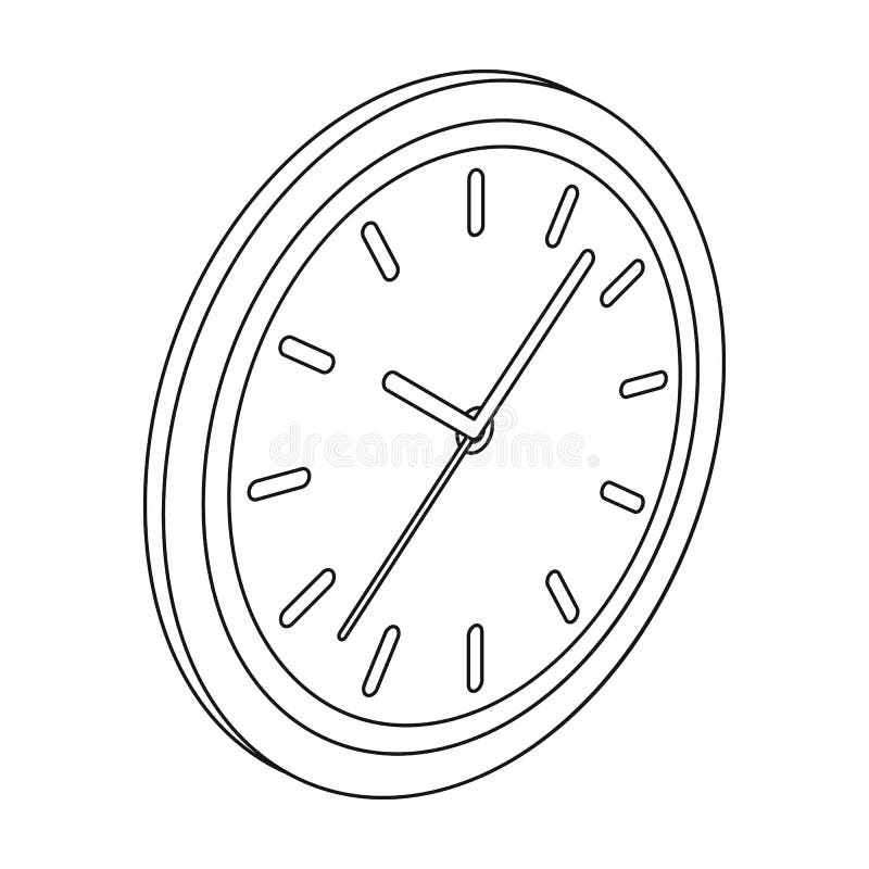 Round Wall Clock. Office Clock in Outline Style Isometric Vector Symbol ...