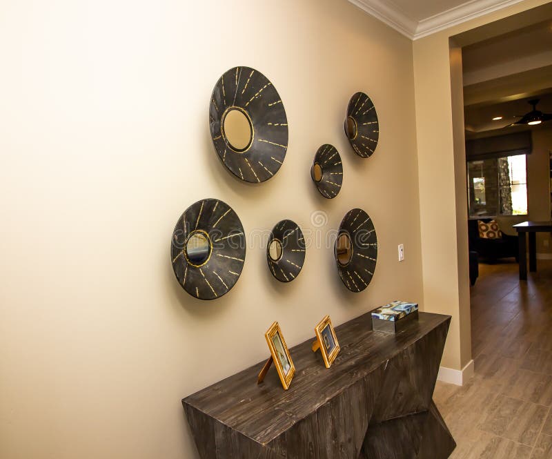 Circular Wall Decorator Items in Hallway Stock Photo - Image of ceiling ...