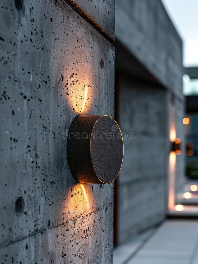 Round Wall Light Concrete Modern Architectural Setting Stock Photos ...