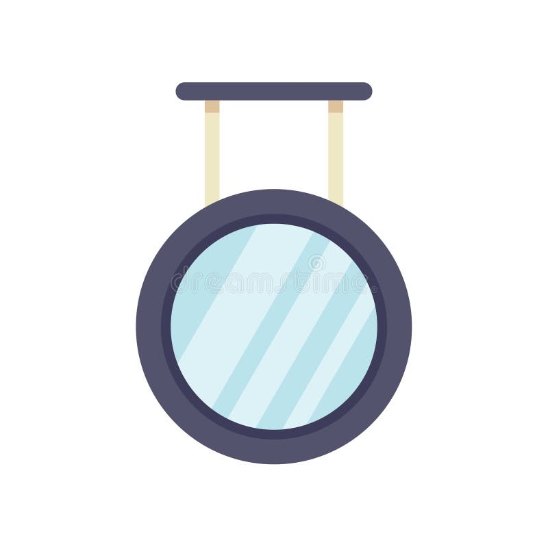 Round Wall Mirror Hanging on Two Strings Reflecting Light Stock ...