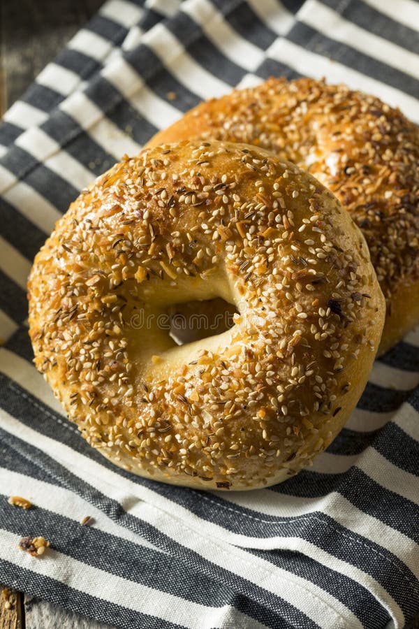 Round Warm Everything Bagels Stock Image - Image of baked, pastry ...