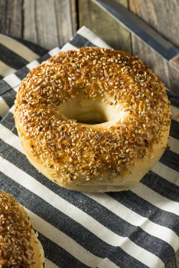 Round Warm Everything Bagels Stock Image - Image of pastry, sliced ...