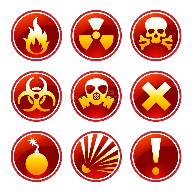 Danger buttons stock vector. Illustration of fire, attention - 21908405