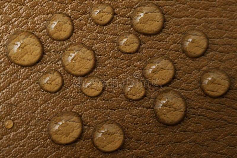 Round Water Drops on Brown Leather Texture, Soft Focus Stock Image ...