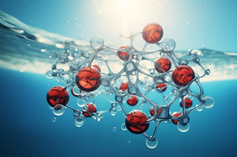 Round Water Molecules Connected with Each Other. Generative AI Stock ...