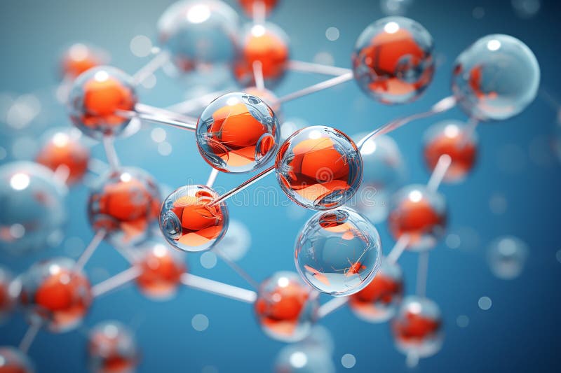 Round Molecules in Blue, Neon Light Stock Photo - Image of background ...
