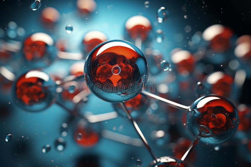 Round Water Molecules Connected with Each Other. Generative AI Stock ...
