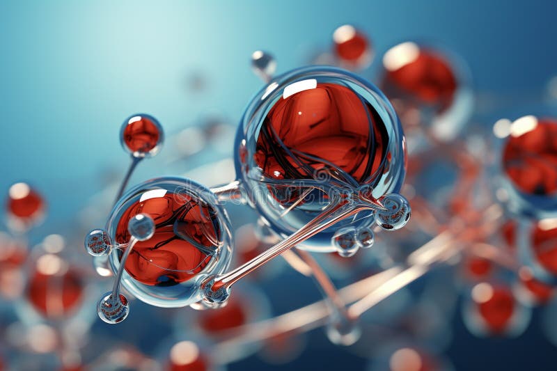 Round Water Molecules Connected with Each Other. Generative AI Stock ...