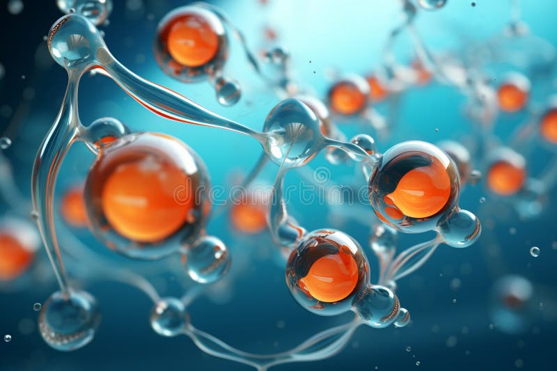 Round Water Molecules Connected with Each Other. Generative AI Stock ...