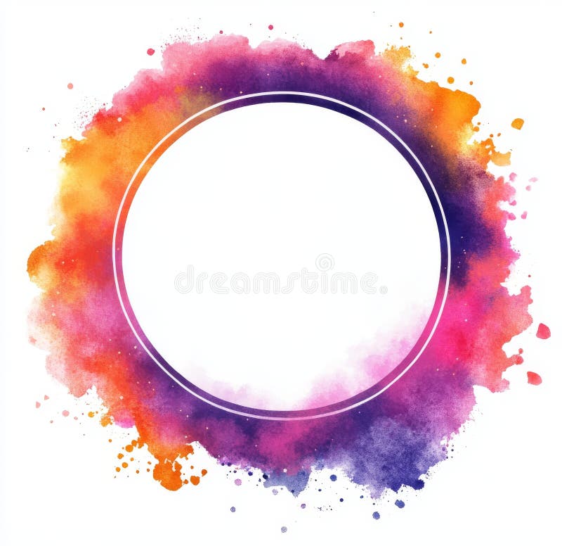 A Round Watercolor Frame with an Empty Space for Text, Isolated on a ...