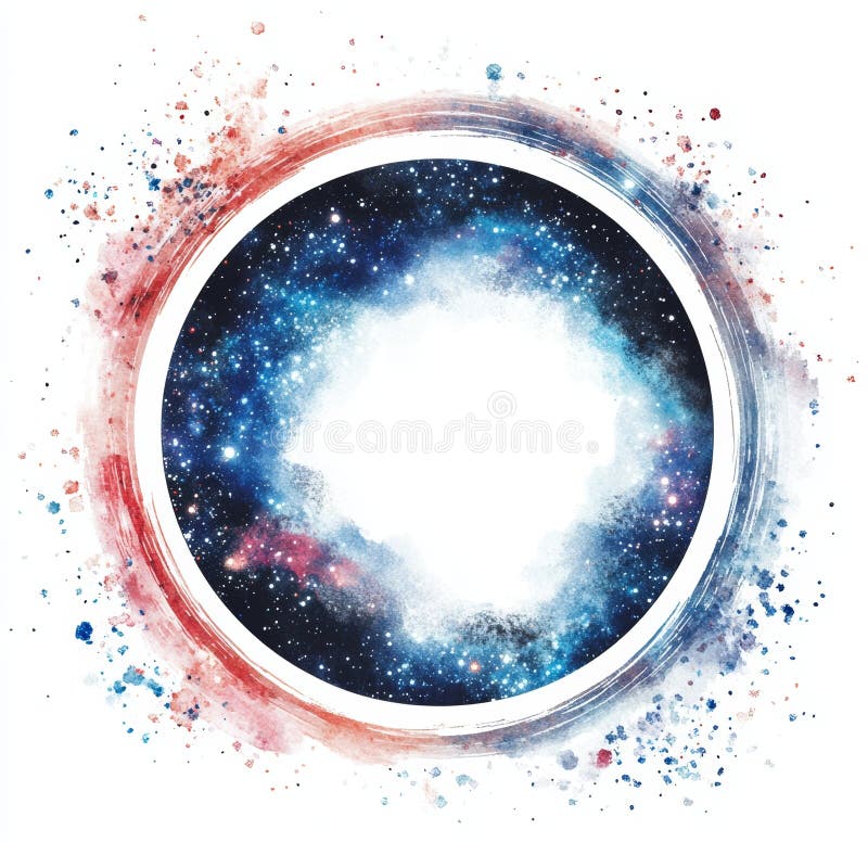 Round Watercolor Painted Frame Empty Copy Space Isolated White ...