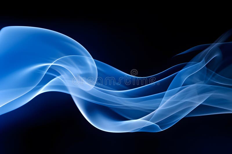 Round Wavy Blue Smoke Isolated on Black Background. Generative AI Stock ...