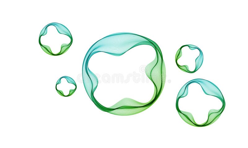 Round Wavy Frame of Blue-green Color on a White Background Stock Vector ...