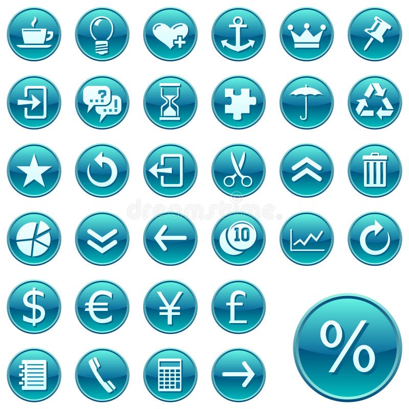Round web icons / buttons stock vector. Illustration of aquamarine ...