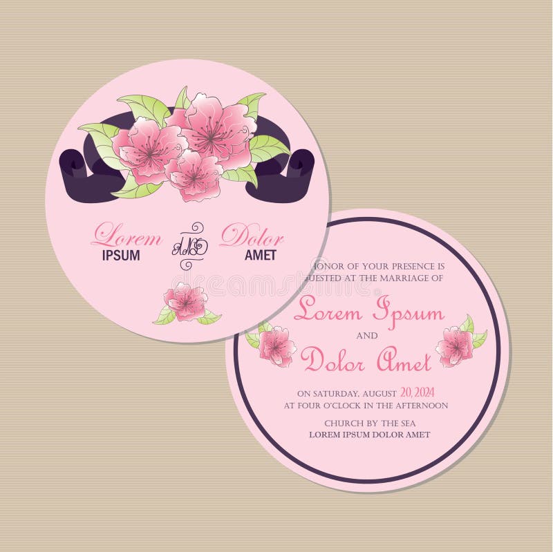 Round Wedding Invitation Floral Card Stock Vector - Illustration of ...