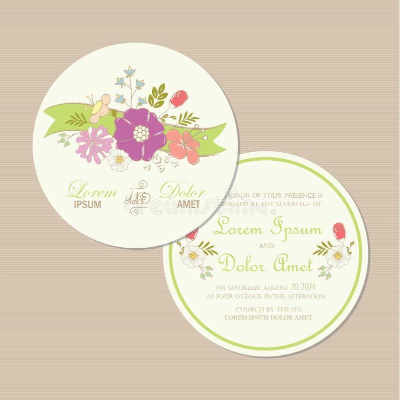 Round Wedding Invitation Card Stock Vector - Illustration of design ...