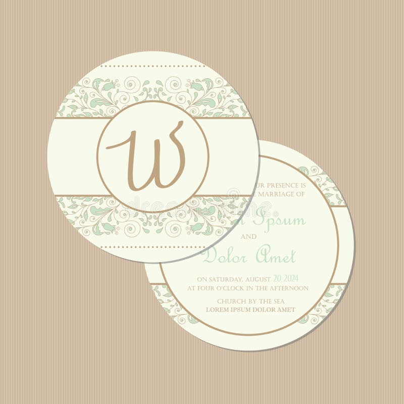 Round Wedding Invitation Floral Card Stock Vector - Illustration of ...