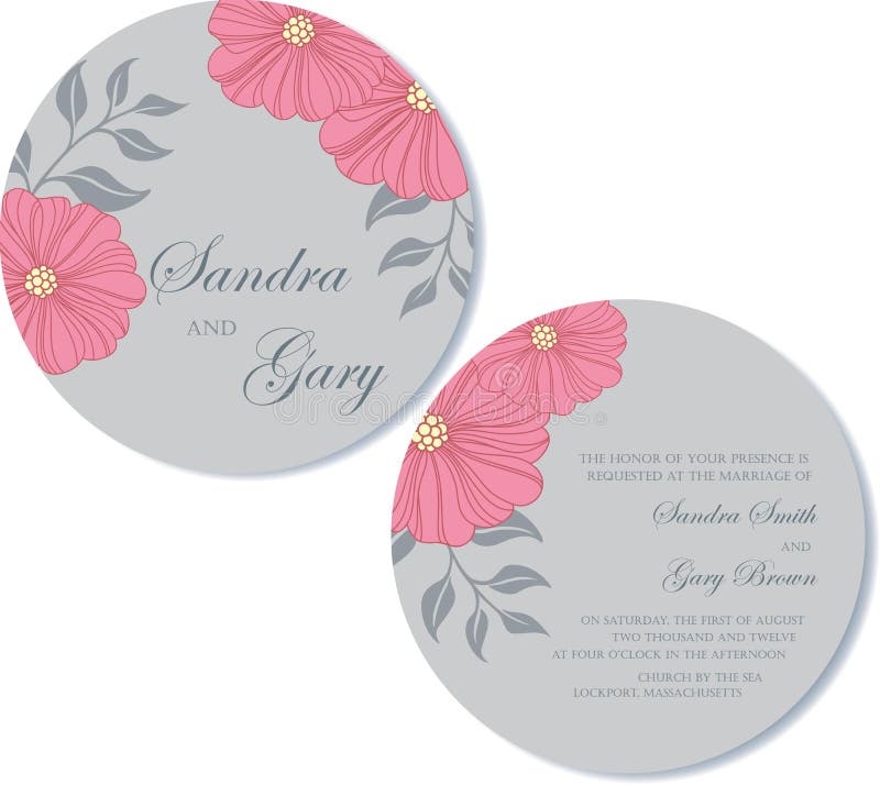 Round Wedding Invitation Floral Card Stock Vector - Illustration of ...