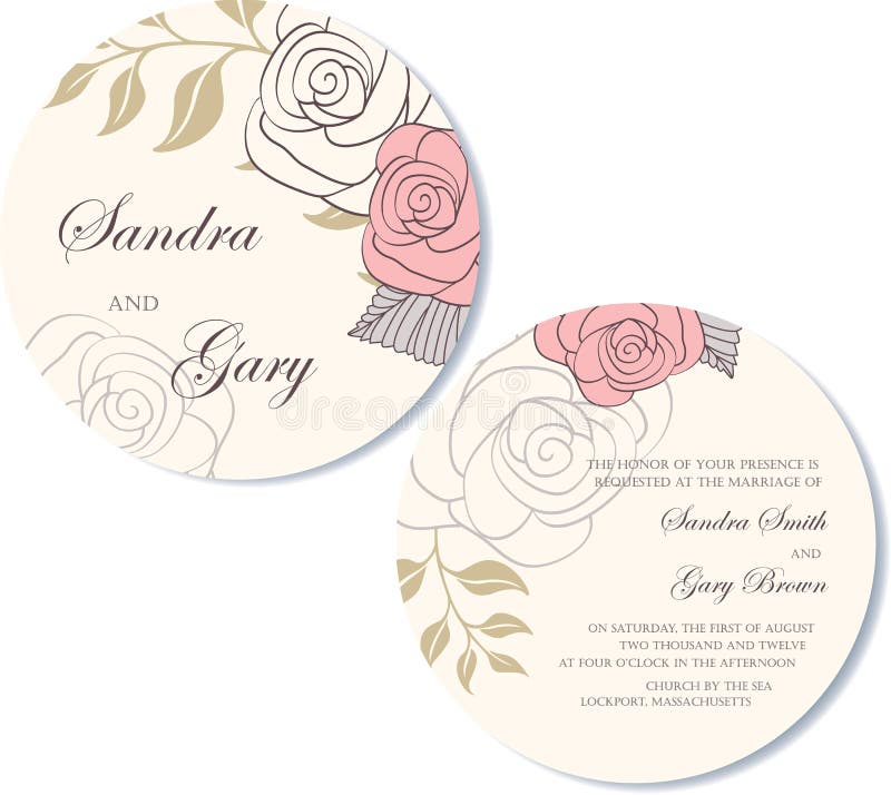 Round Wedding Invitation Floral Card Stock Vector - Illustration of ...