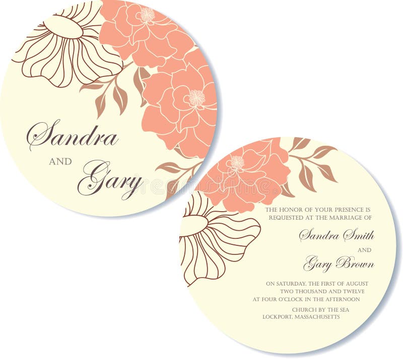 Round Wedding Invitation Floral Card Stock Vector - Illustration of ...