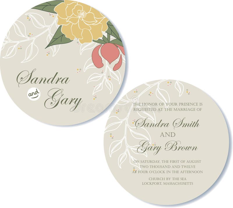 Round Wedding Invitation Floral Card Stock Vector - Illustration of ...