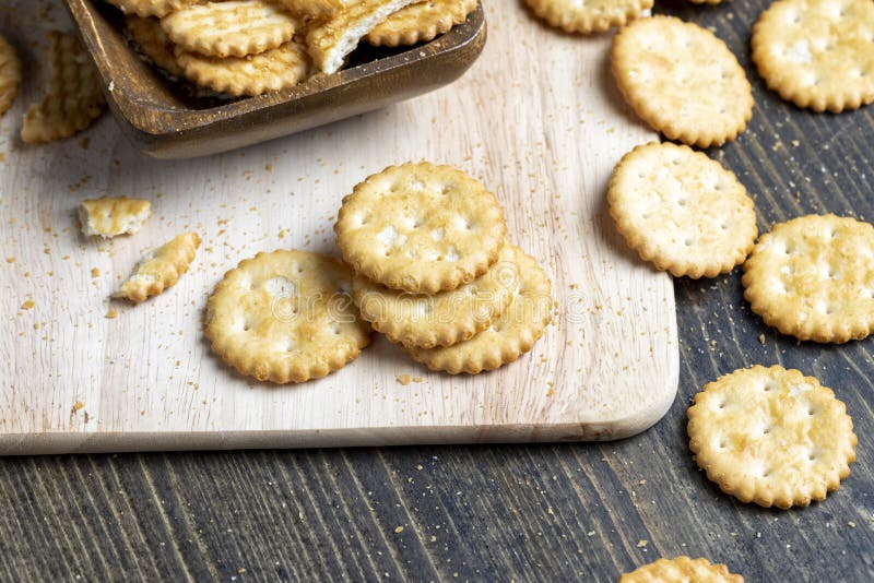 Round Wheat Cookies with Salt on the Table Stock Image - Image of ...