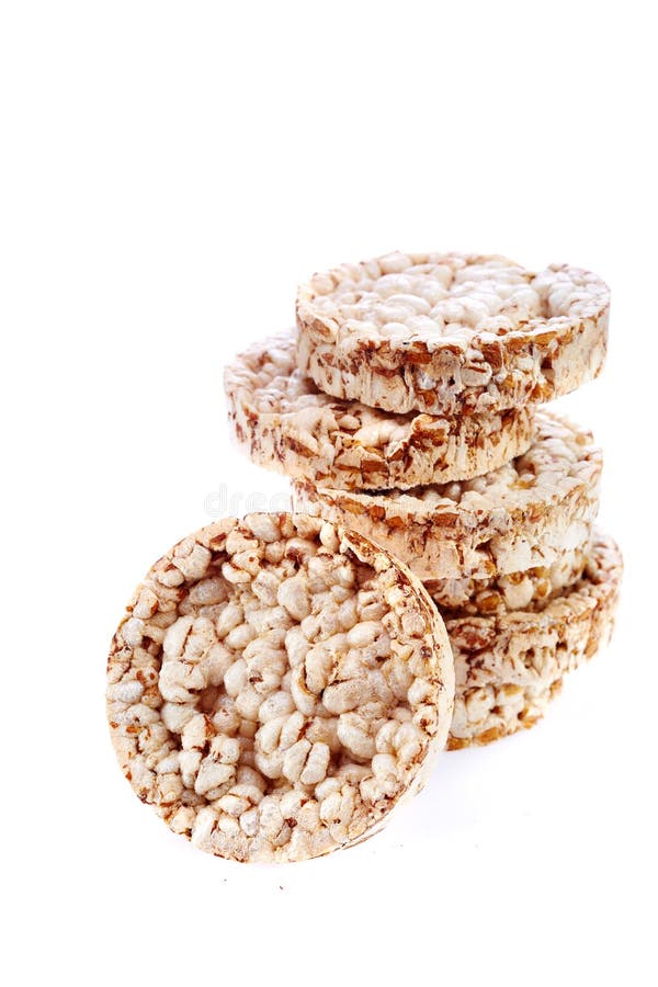 Round Wheat Crispbread, White Background. Composition of Crispbread on ...