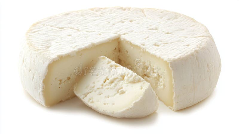 Round Wheel of White Cheese with a Wedge Cut Out Stock Illustration ...