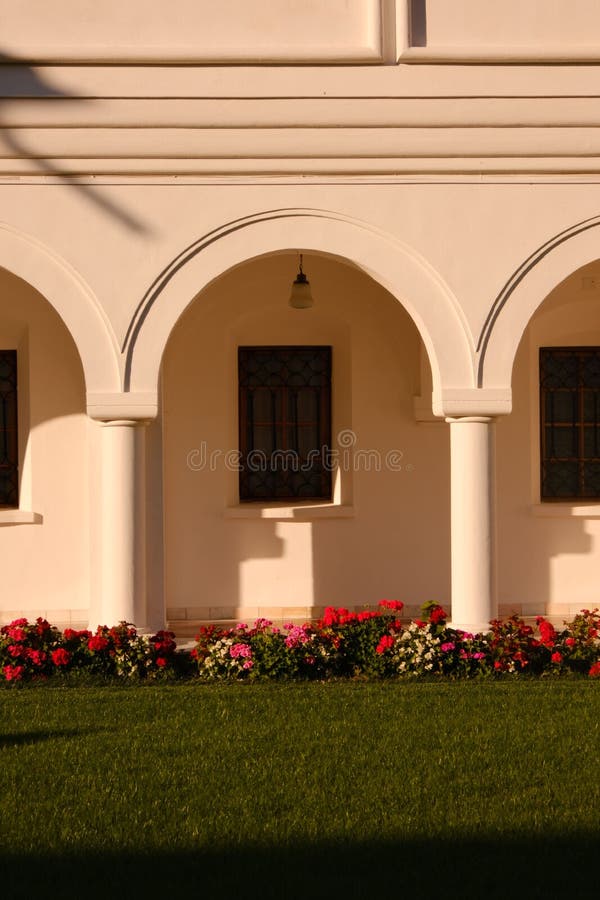 Round White Arches, Manastirea Brancoveanu, Romania Stock Photo - Image ...