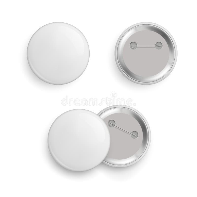 Round White Blank Glossy Pin Button Templates Set Stock Vector ...