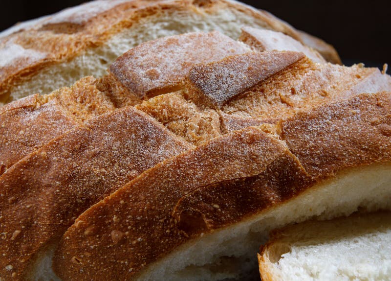 Round White Bread. Fresh Village Bread Stock Photo - Image of crust ...