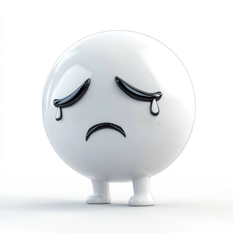 Sad 3D Character Emoji, Crying Cartoon Figure Isolated on White ...
